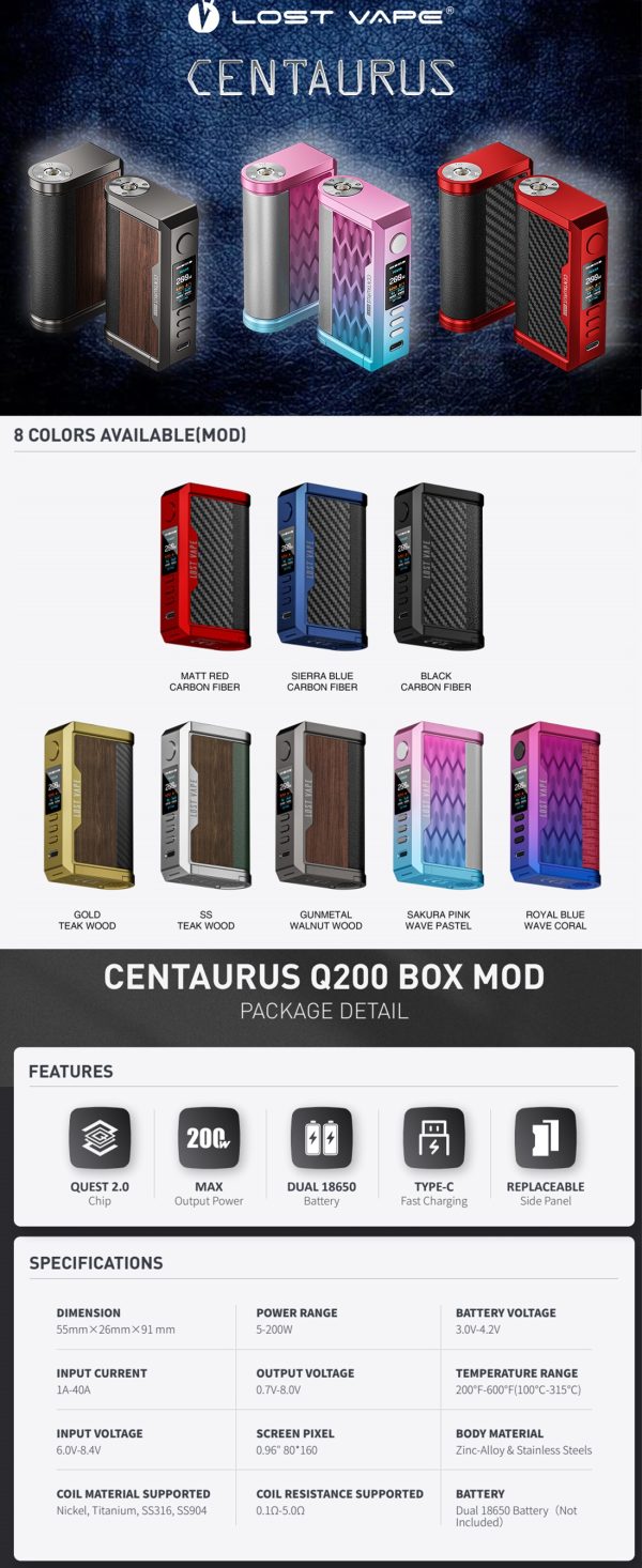Lost Vape Centaurus Q200 Box Mod – Mistervape